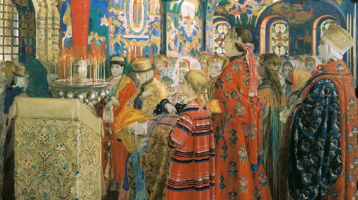 Kvinner i en kirke, 1600-tallet (1899). – Document Sverige