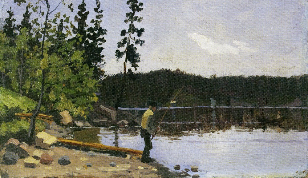 Fisker ved vannkanten (1880). – Document Sverige