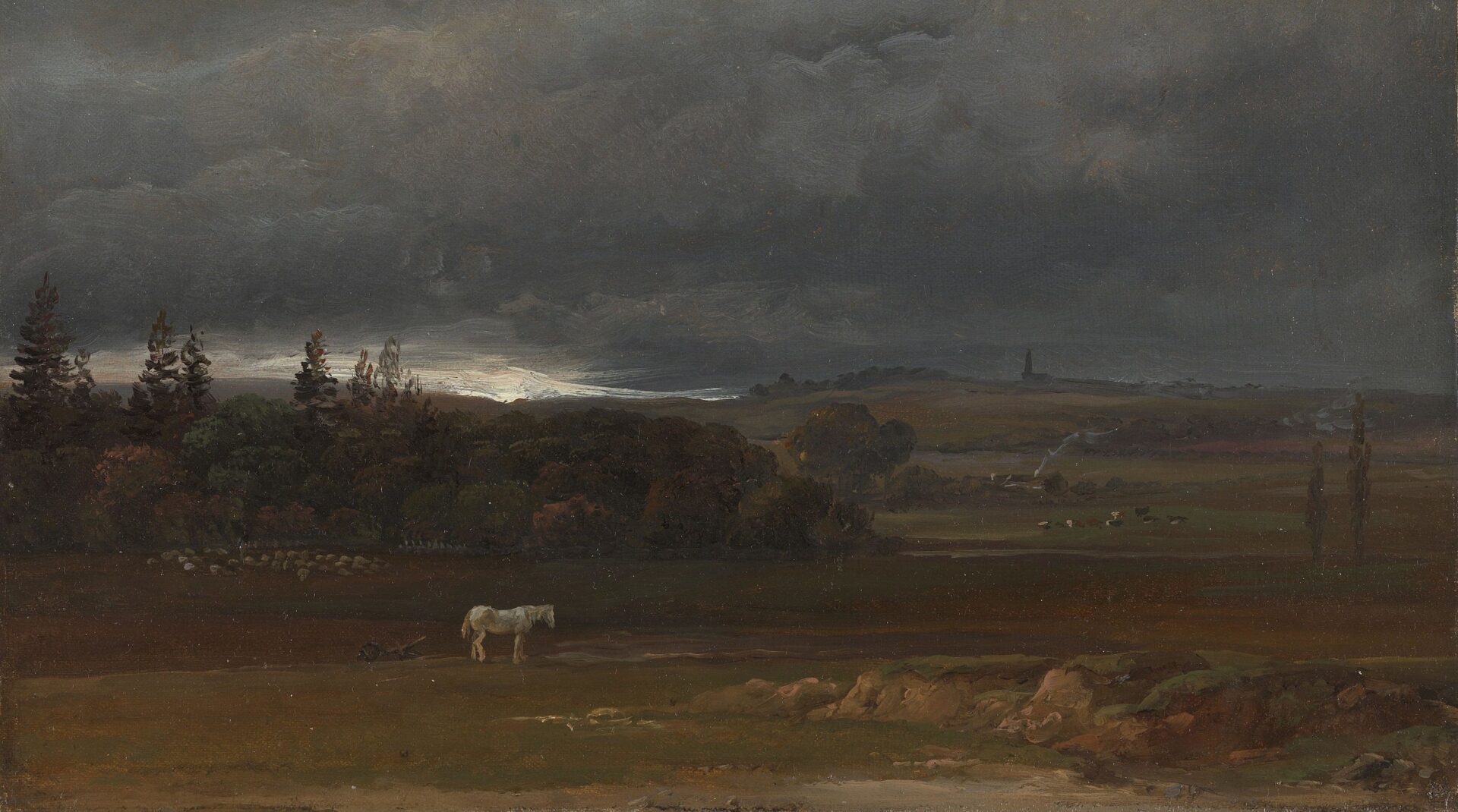 Marker ved Dresden med en hvit hest (1819). – Document Sverige